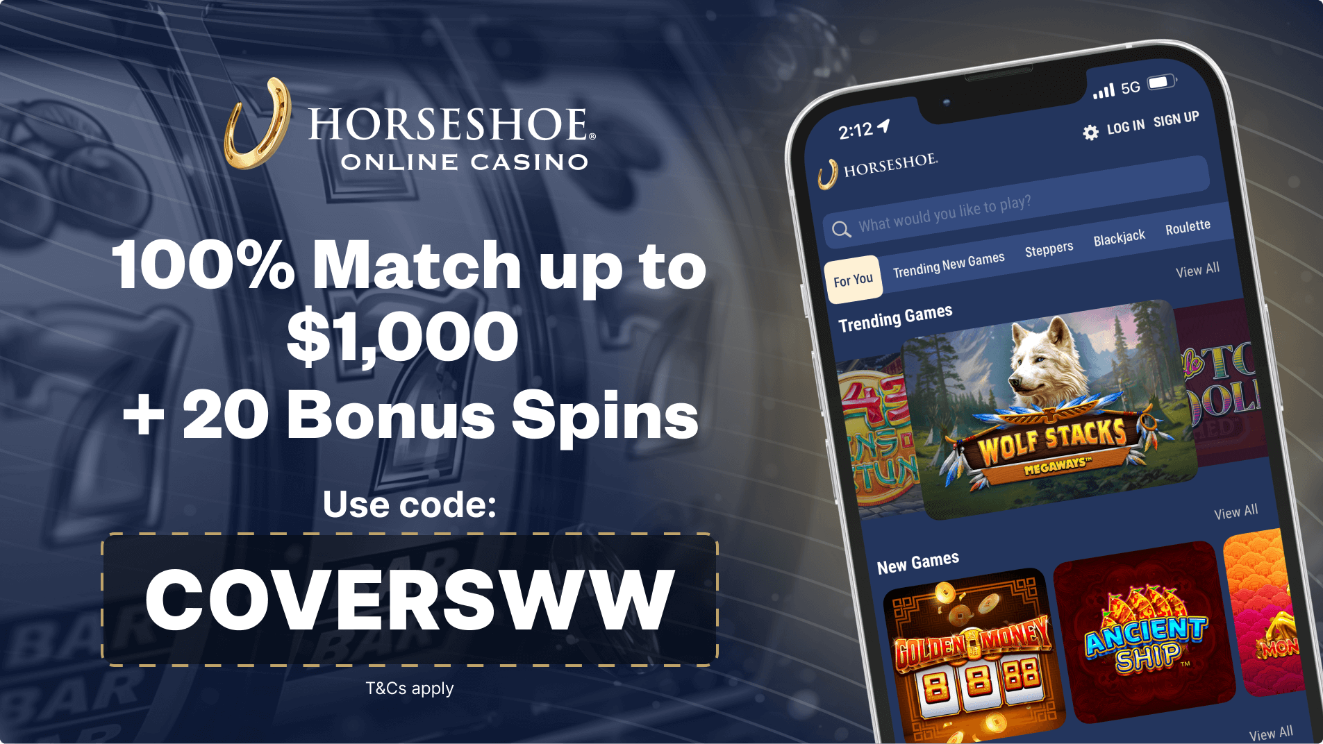 Horseshoe Casino Review 2026: 100% up to $1,000 + 20 Spins
